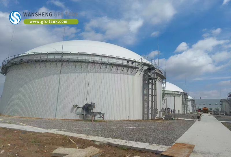 Glass Fused to Steel Bolted Tank with Double Membrane Roof for Biogas ...